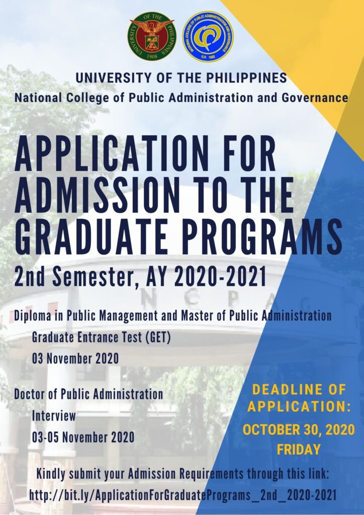 Application for Admission to the Graduate Programs (2nd sem, AY 2020 ...