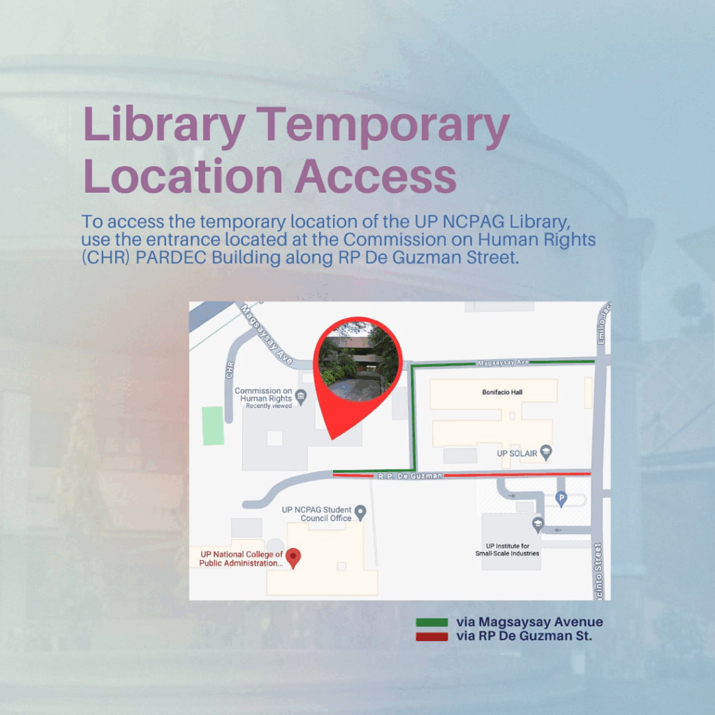 NCPAG Library Temporary Location at CHR PARDEC - NCPAG - UP National ...